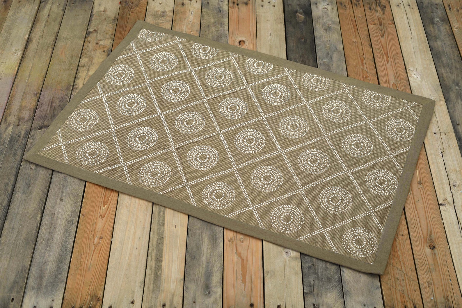 Cotton Rug Beige Colour Geometric Print 100% Cotton - Etsy