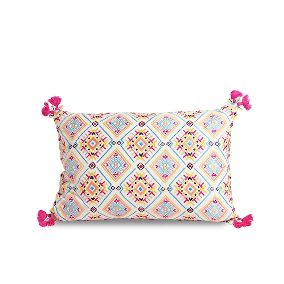 Embroidered Pillow Cover Multicoloured Handmade Bohemian | Etsy