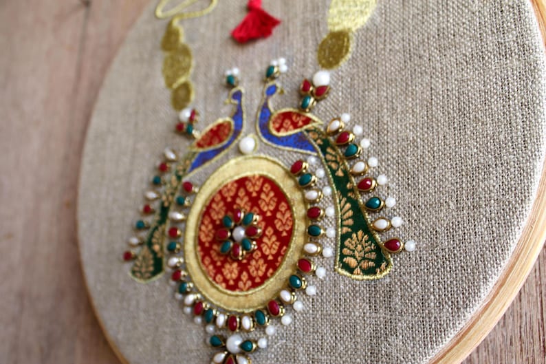 Buy Hoop Art Indian Jewellery Machine Embroidery Linen With Online in ...