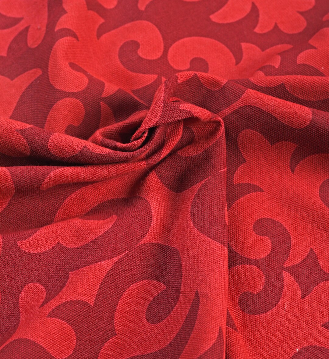 Red Printed Fabric, Shyrdak Pattern, 100% Cotton Duck, by the Metre ...