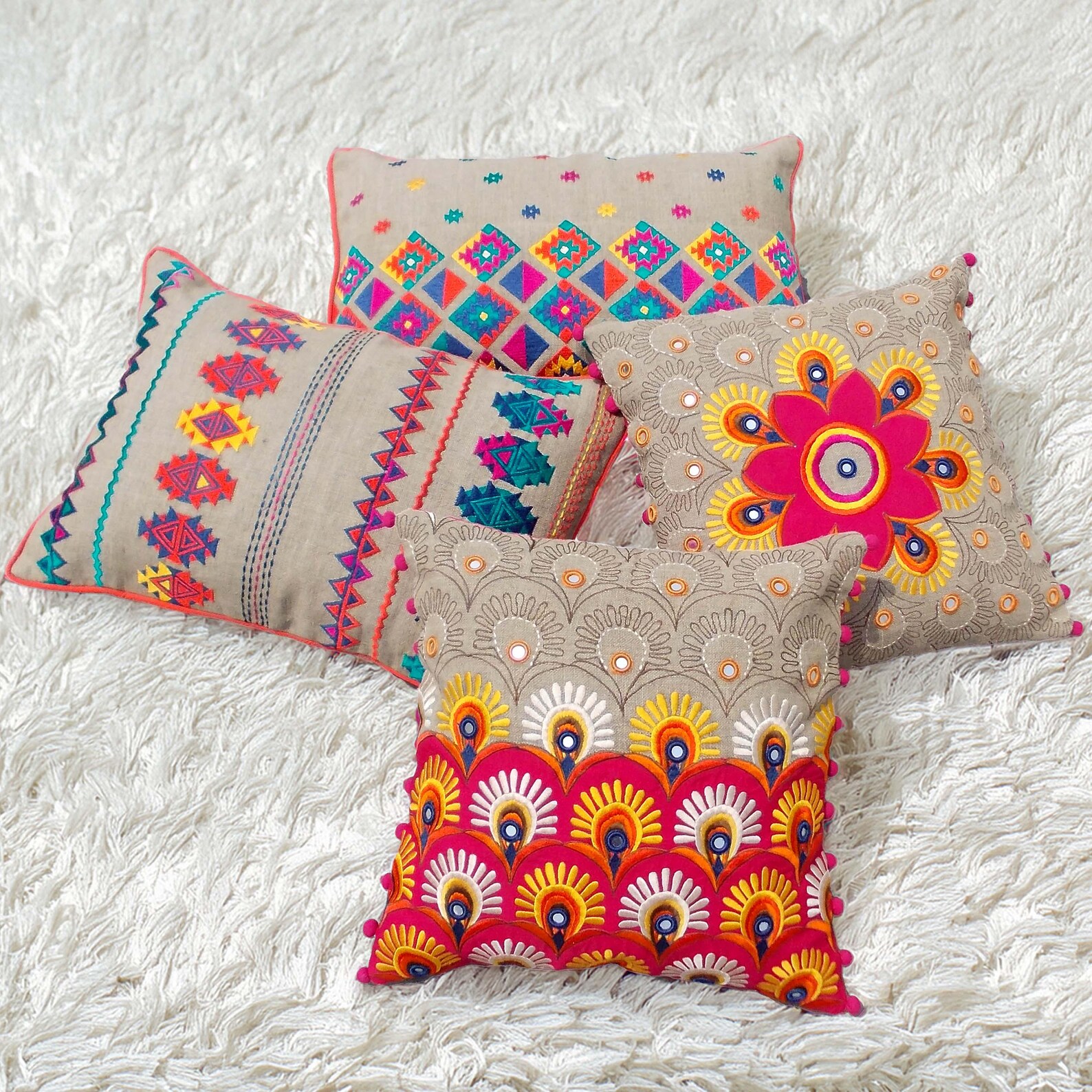Linen Pillow Cover Embroidered Moroccan Pillow Case Kilim Pattern ...