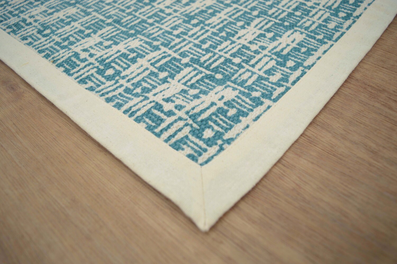 Printed cotton rug blue color texture print weave print | Etsy