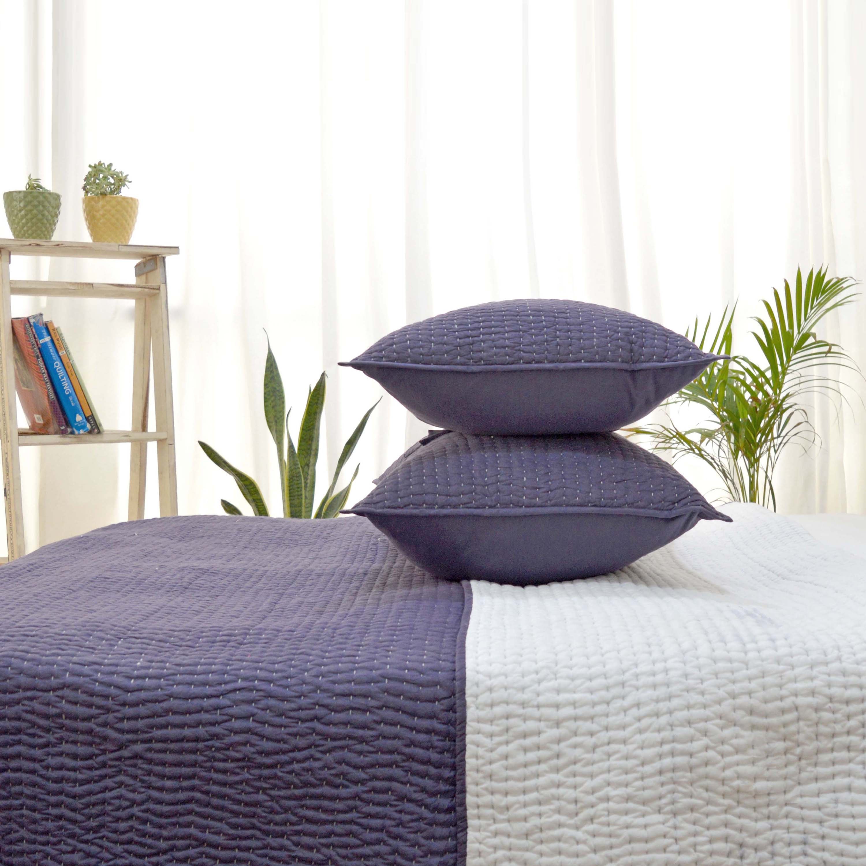 LAVENDER Kantha Quilt - Stripe Pattern Quilted Pillow Cases, Sizes ...