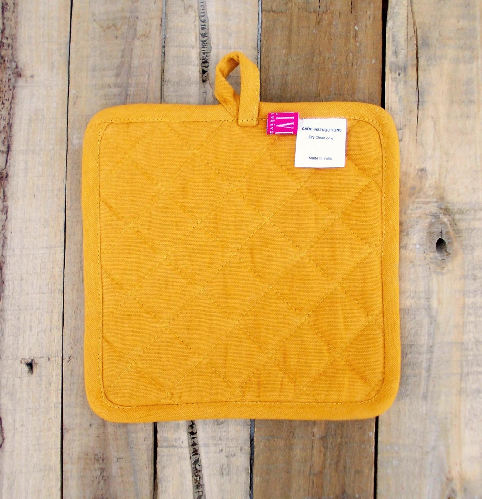 Yellow Floral Print Pot Holder and Glove Kalamkari Indian | Etsy