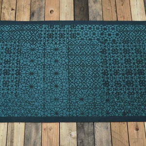 Cotton Rug, Teal Colour, Geometric Print, 100% Cotton, Tribal, Rustic ...