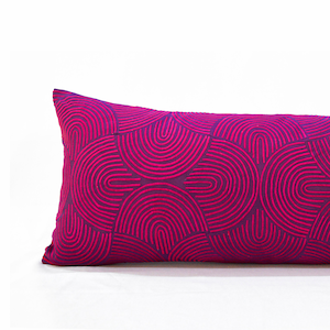 KASHIDAKAARI - Magenta Long Lumbar Cotton Pillow Cover With Modern ...