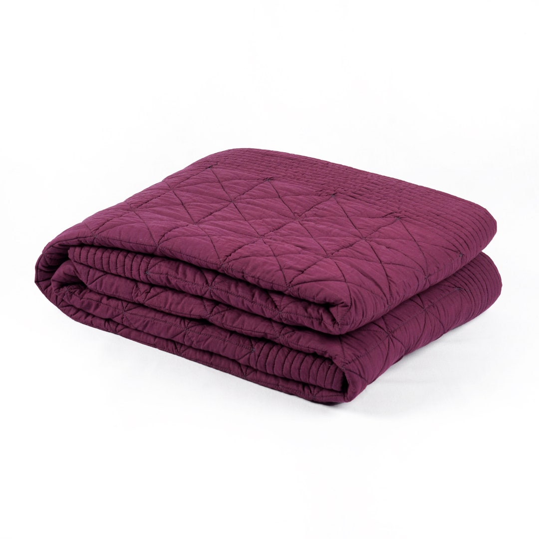 PLUM or MAROON Cotton Quilt With Diamond Pattern, Sizes Available - Etsy