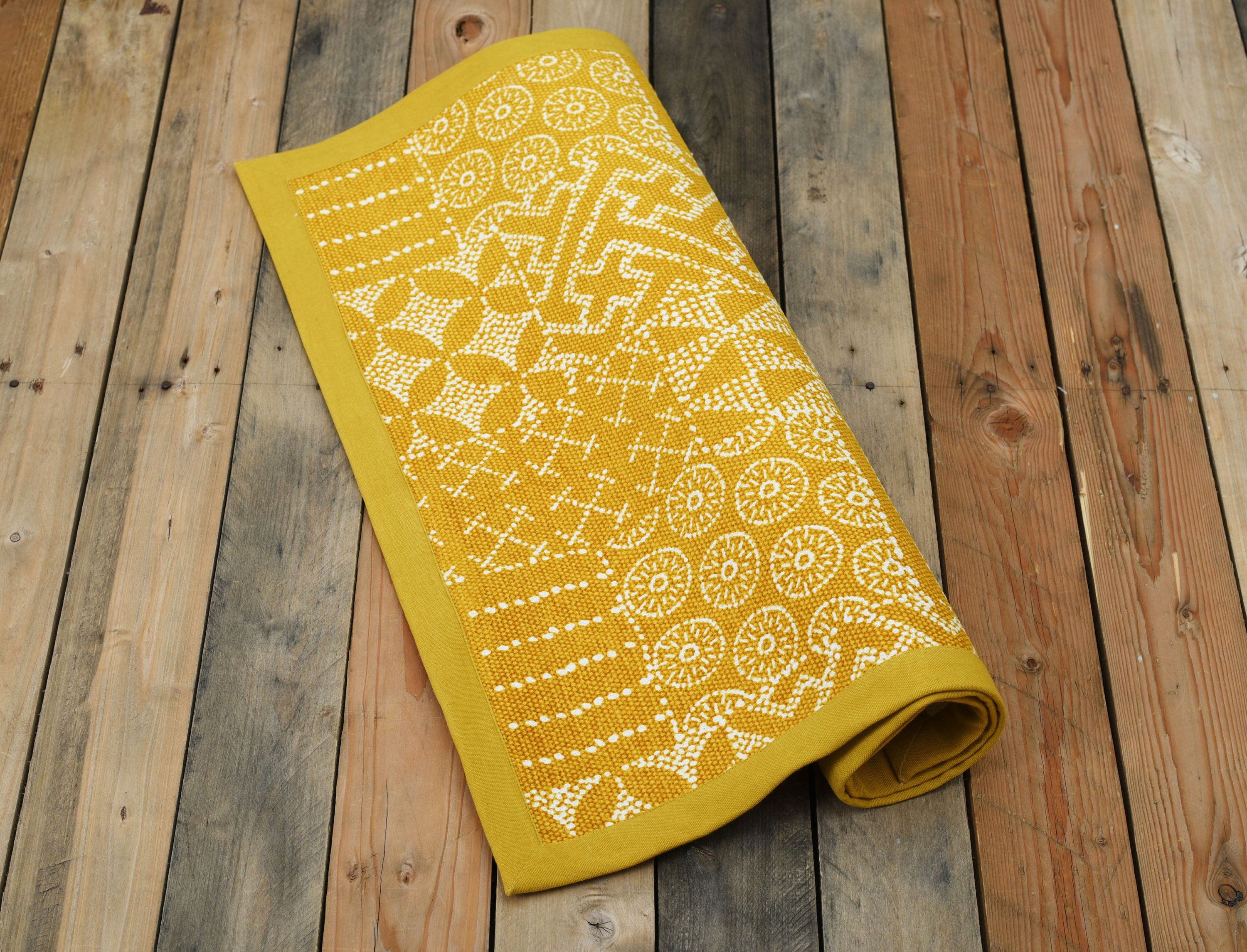 Cotton Rug Mustard Colour Geometric Print 100% Cotton - Etsy UK