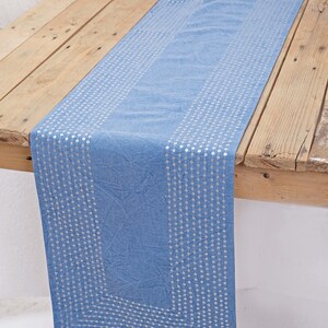 Silver Sequin Table Runner Denim Blue Runner Holiday Decor | Etsy