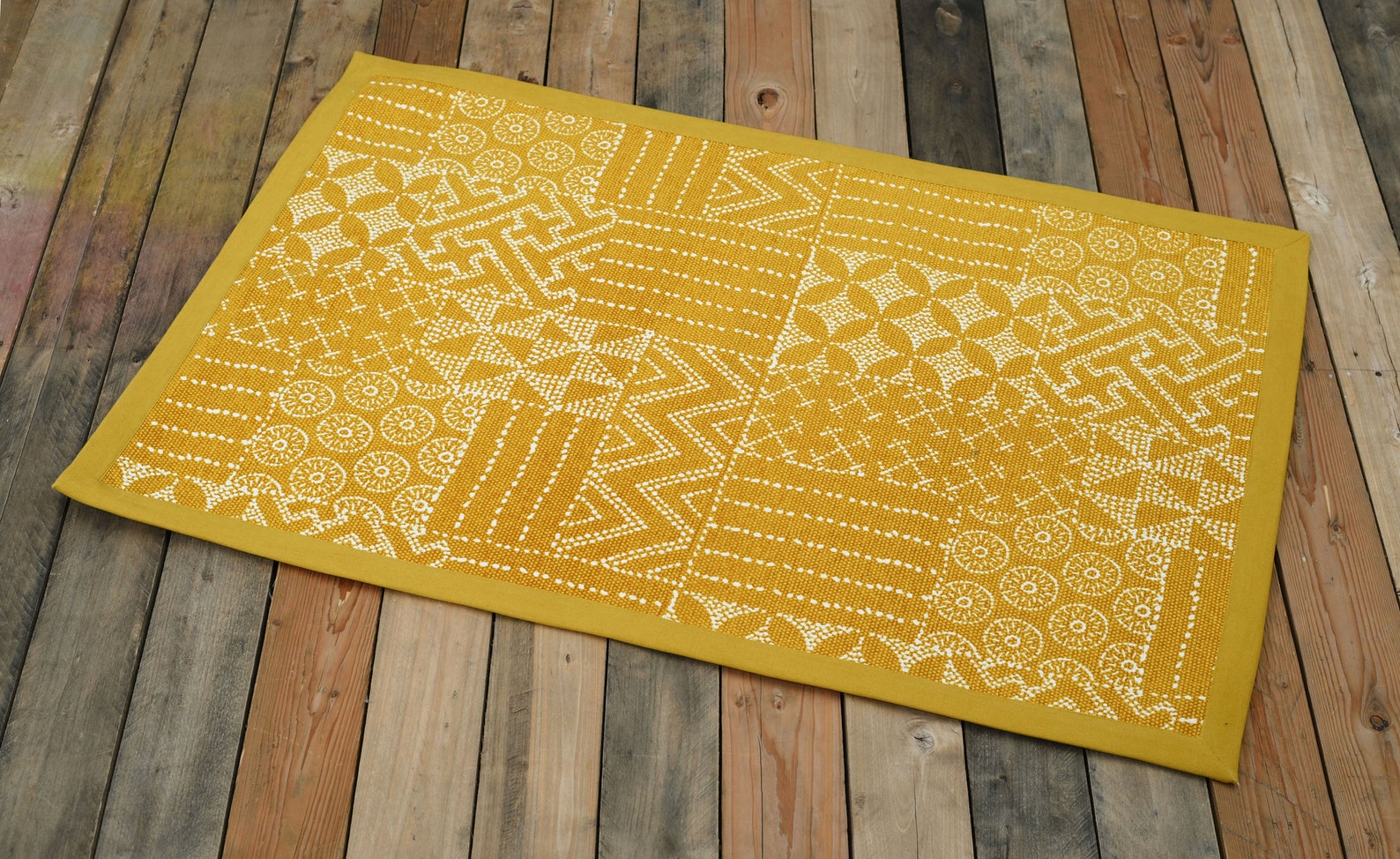 Cotton Rug Mustard Colour Geometric Print 100% Cotton | Etsy