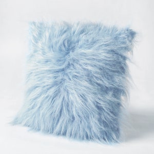 Faux Fur Blue Throw Pillow Cover, Sizes Available - Etsy