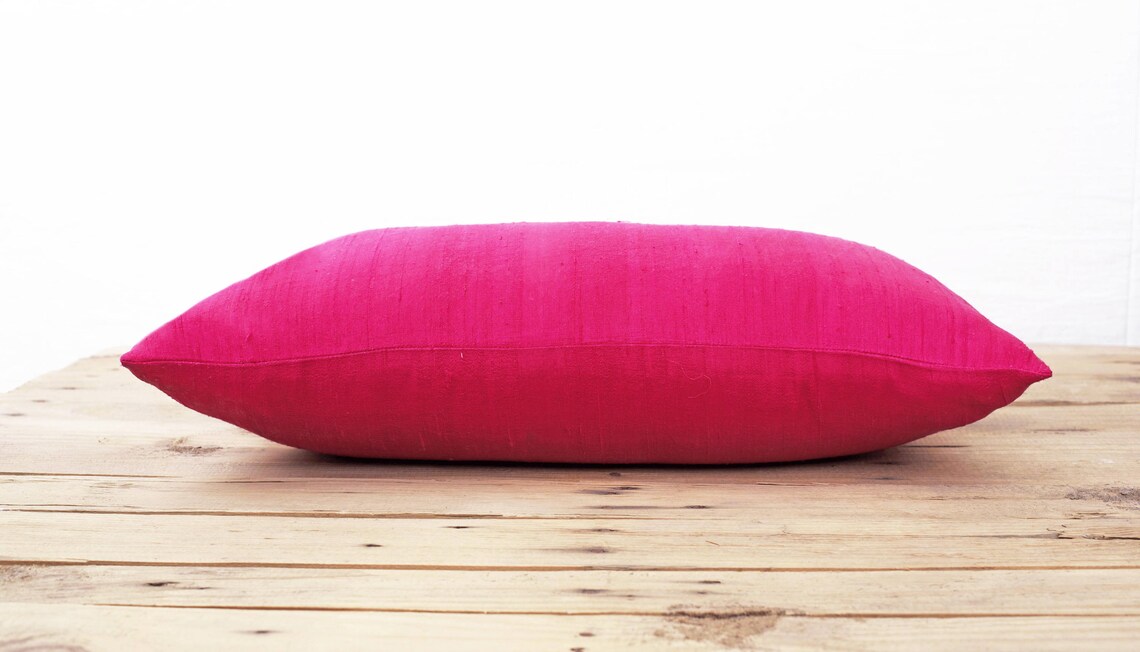 Silk Pillow Bright Pink Color Lumbar Pillowcover Size - Etsy