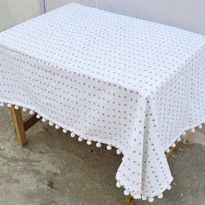 Aztec Table Cloth, Triangle Print, Gray and White, 100% Cotton, Cabana ...