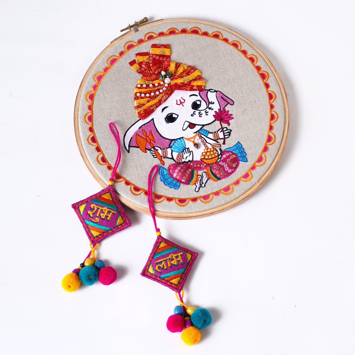 DIWALI Gift Pack Ganesha Hoop Wall Art With Pair of | Etsy