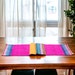 Silk Table Runner, Ikat Pattern, Multicolor Embroidery, Bohemian, Asian ...