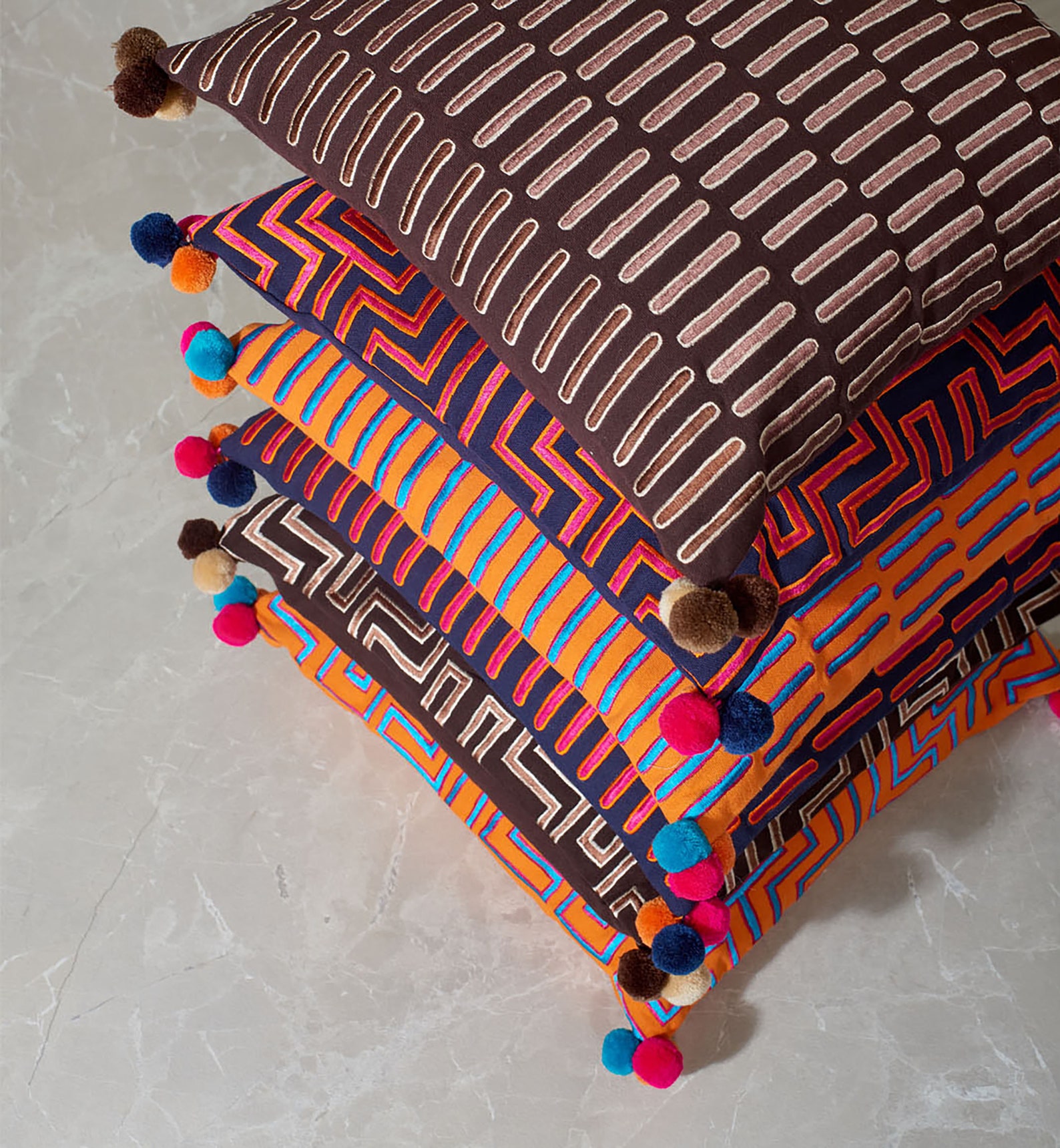 Brown Colour Pillow Cover Embroidered Mola Style Pillows | Etsy