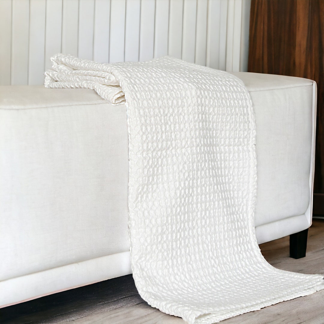White Colour Waffle Throw Blanket, 100% Cotton, 50X60 Inches - Etsy