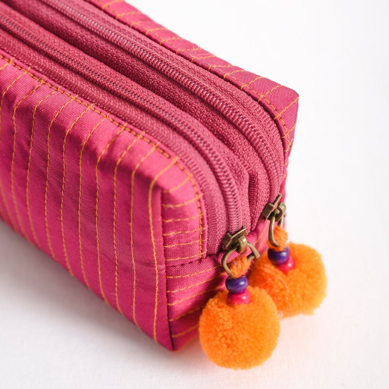 Hot pink double pocket utility pouch 4X2.7X2.5 inches | Etsy