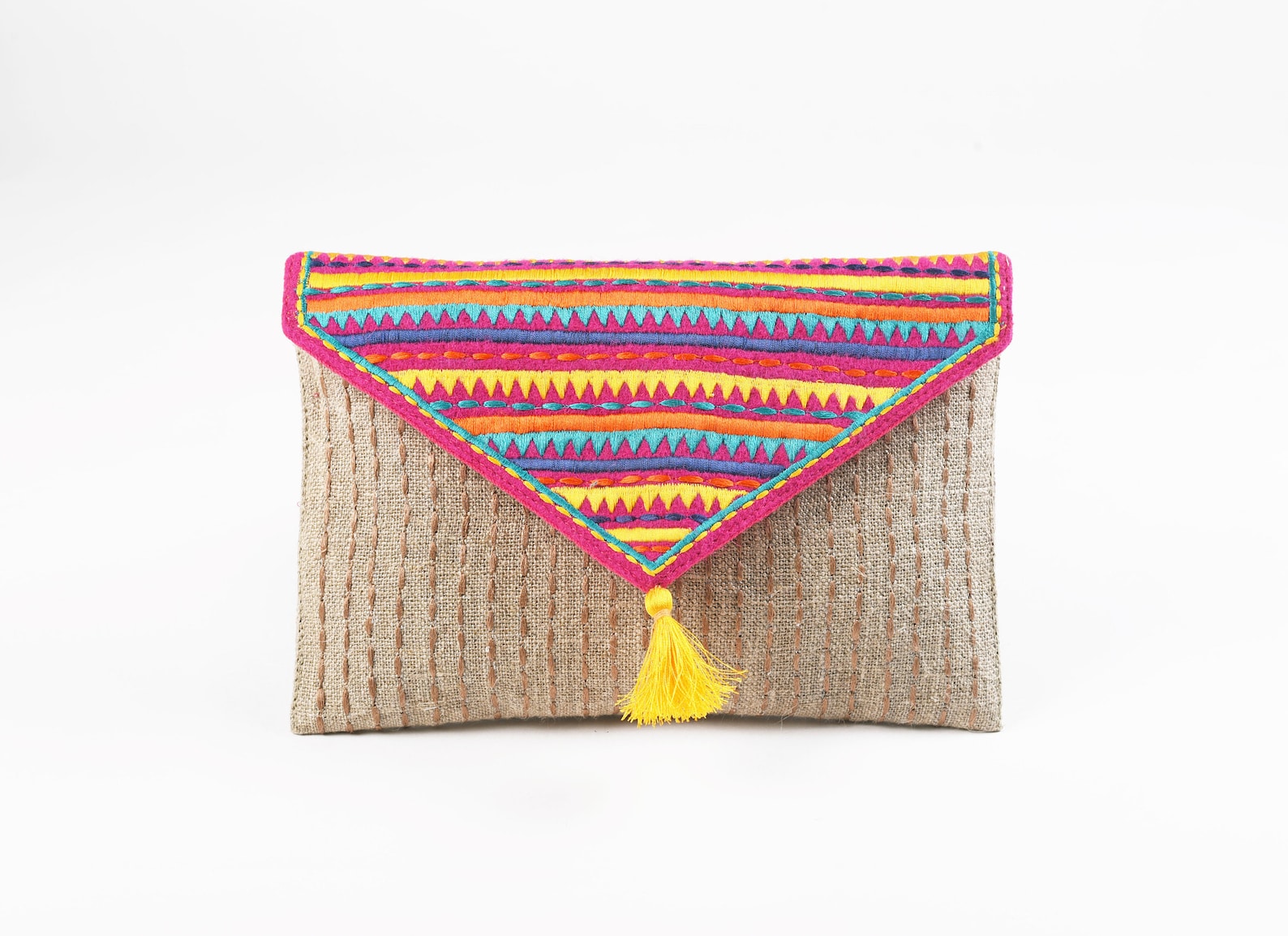 Tribal Pouch Envelope Clutch Linen Colour Bag Foldover - Etsy