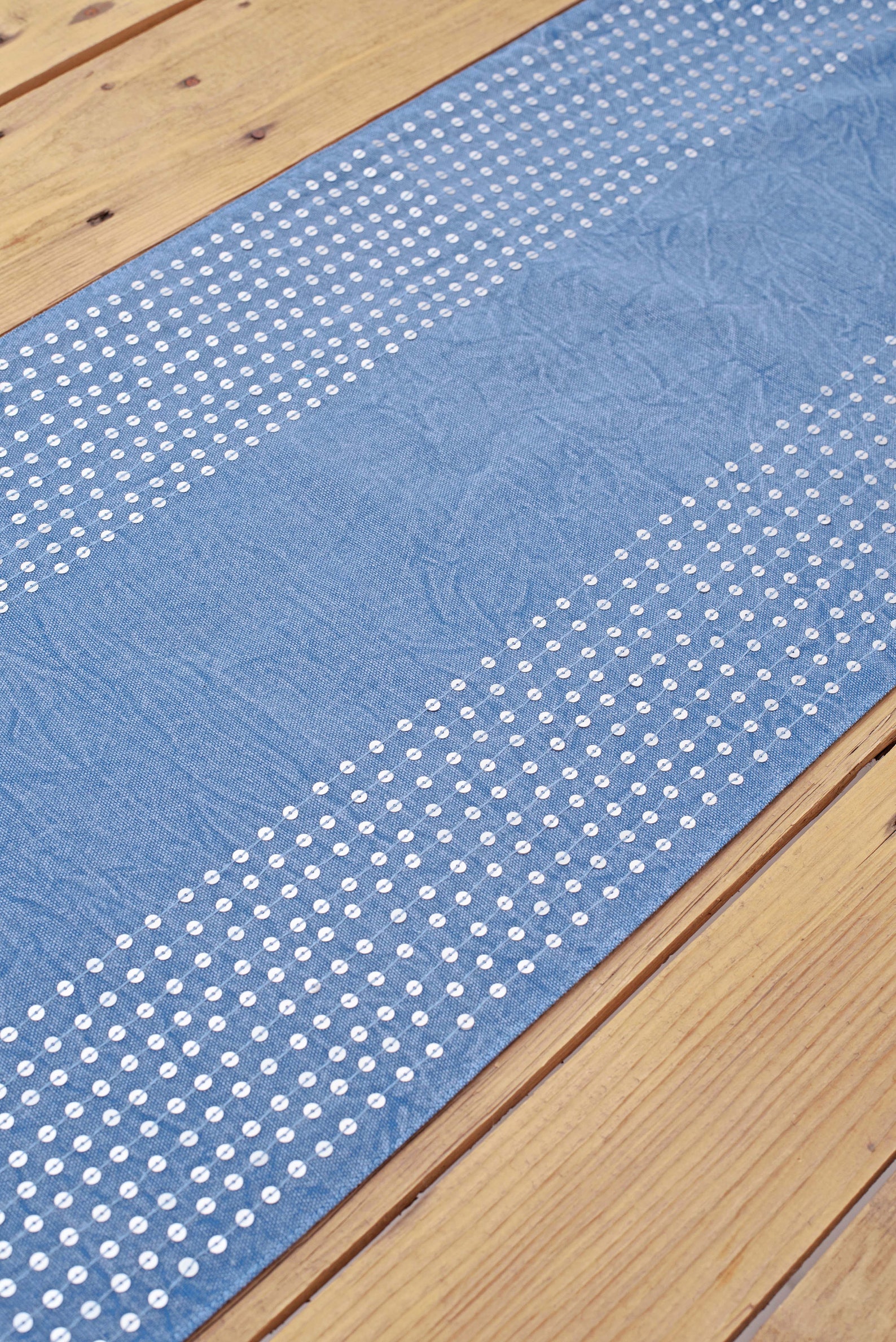 Silver Sequin Table Runner Denim Blue Runner Holiday Decor | Etsy