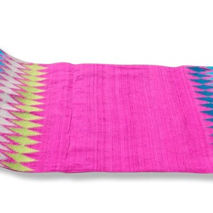 Silk Table Runner, Ikat Pattern, Multicolor Embroidery, Bohemian, Asian ...