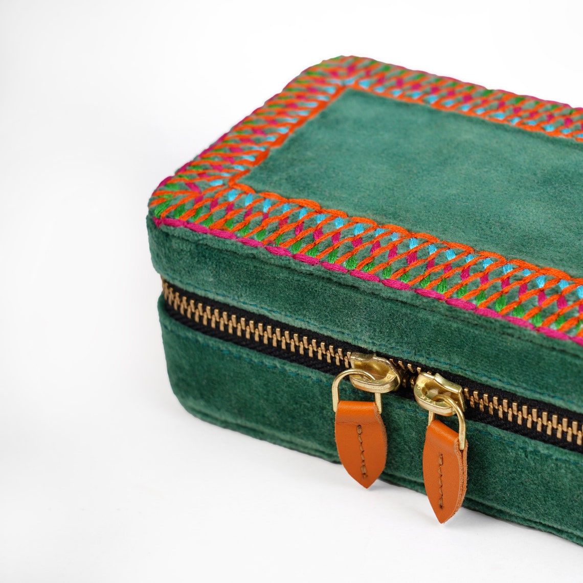 Tropical Green Velvet Rectangular Embroidered Jewellery Box - Etsy