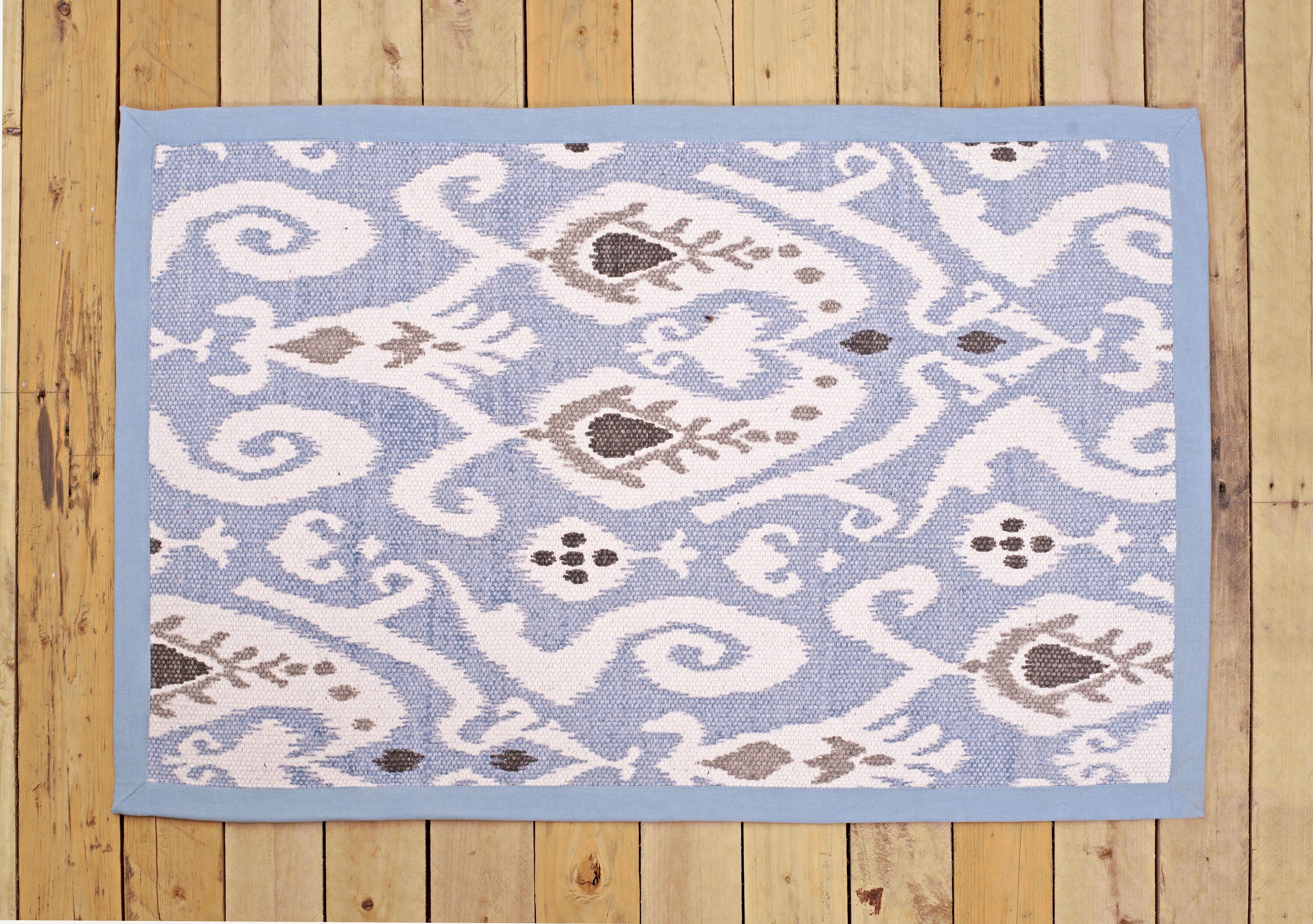 Printed Cotton Rug Blue Color Ikat Print 100% Cotton Size | Etsy