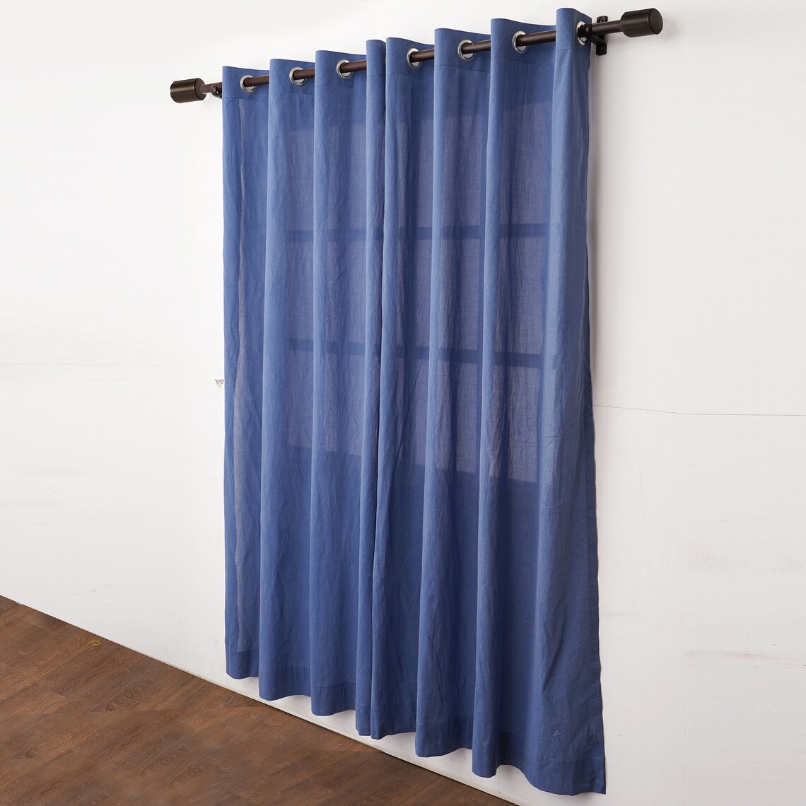 Curtain Denim Blue Sheer Cotton Voile Window Panel Home - Etsy