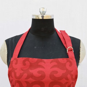 Red Colour Apron, Moroccan Print, 100% Cotton, Kitchen Accessory, Size ...