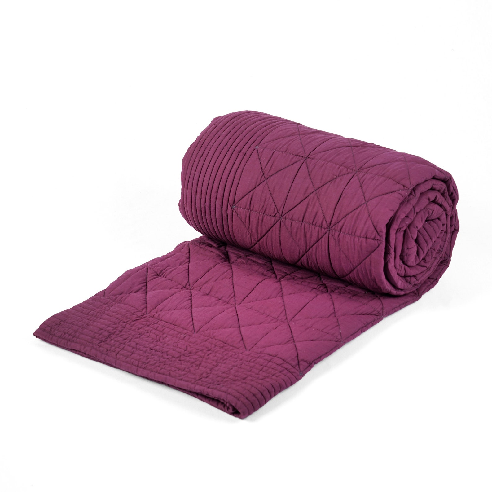 PLUM or MAROON Cotton Quilted Bed Set, Sizes Available - Etsy