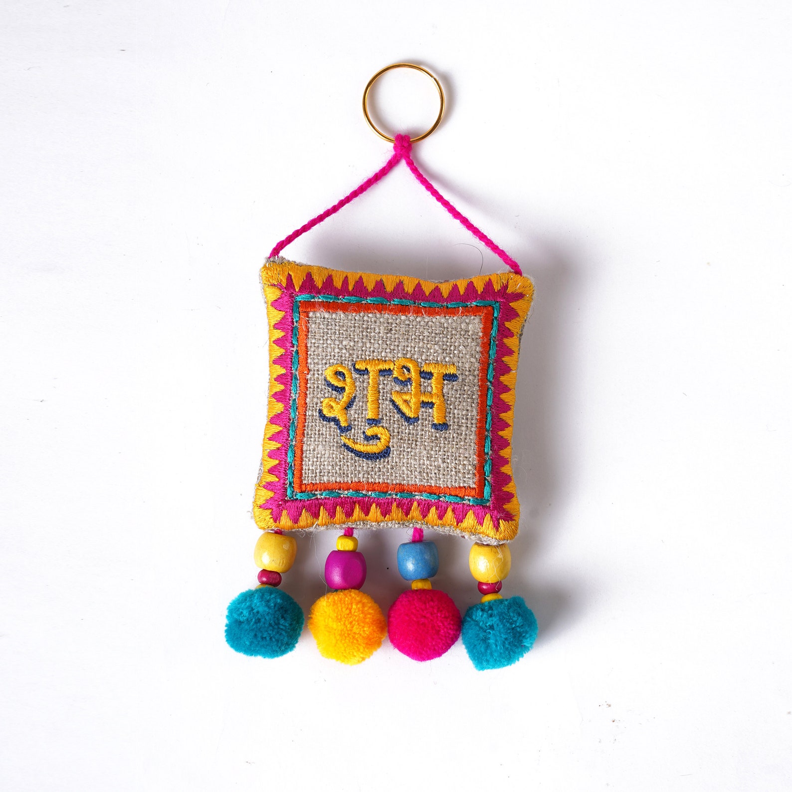 Buy Pair of SHUBH-LABH Tassels Multicolor Handmade Auspicious Online in ...