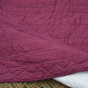 Maroon Quilt, Aztec Pattern, Navajo Style, Burgundy Cotton Kantha Quilt ...