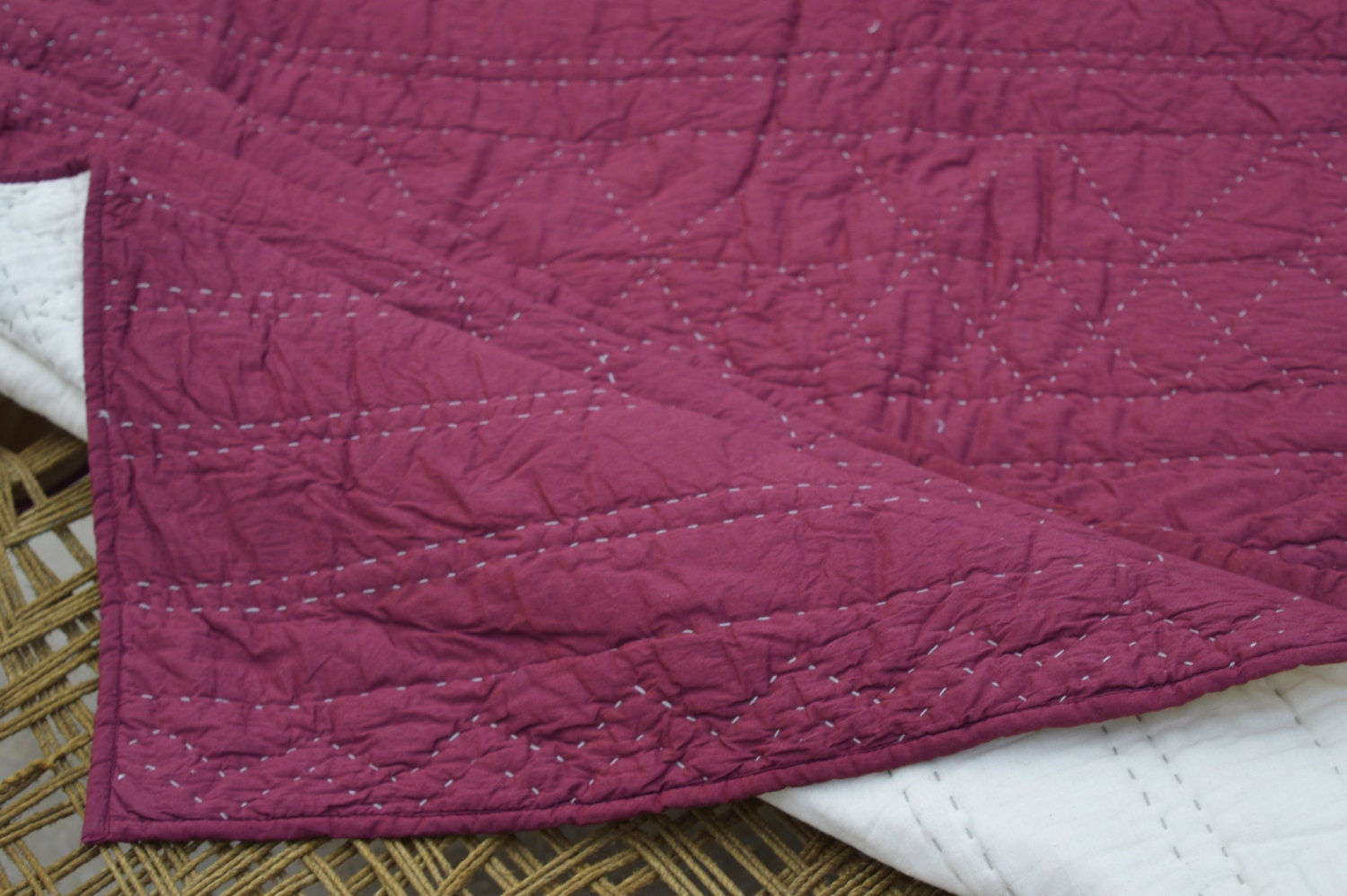 Maroon quilt aztec pattern navajo style burgundy cotton | Etsy