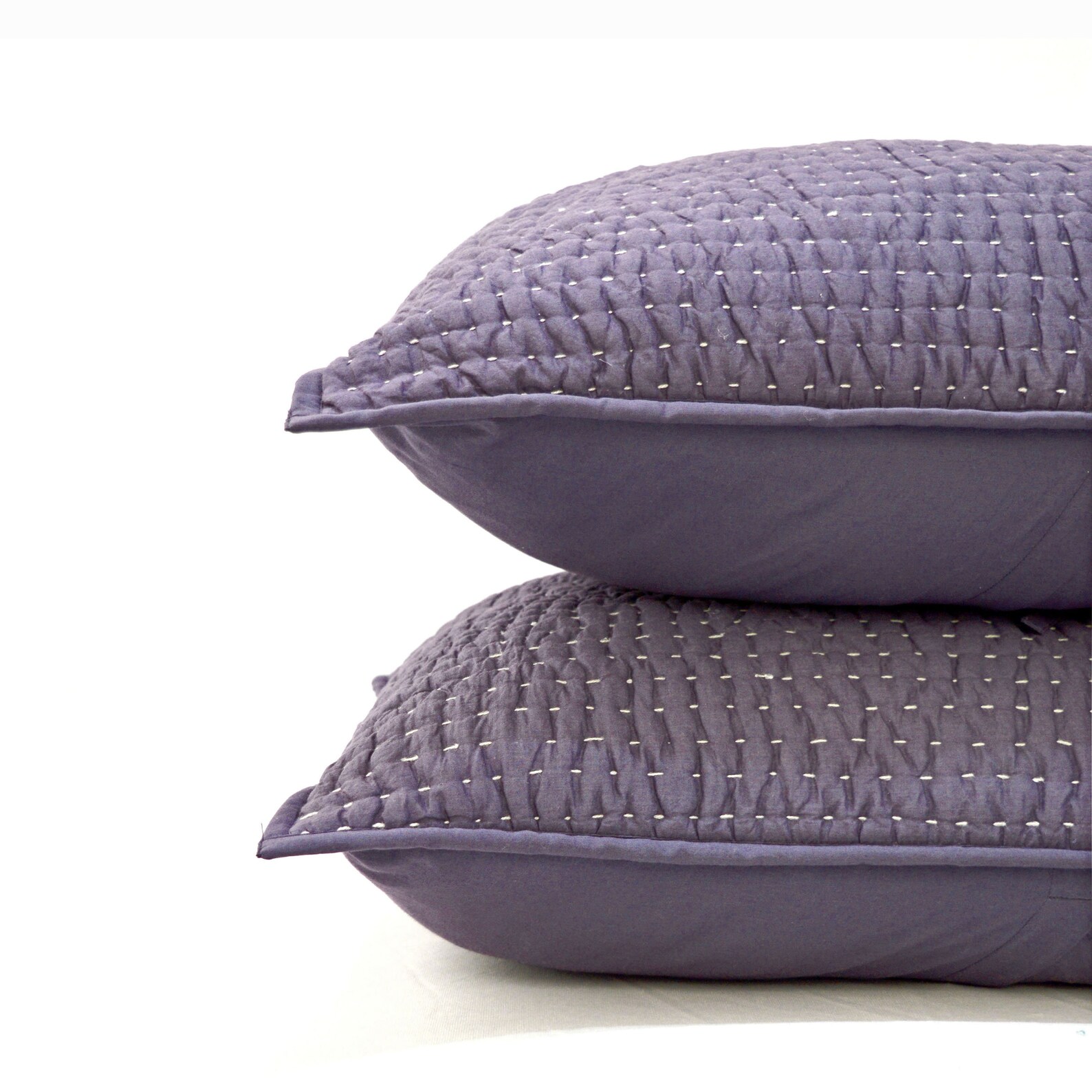LAVENDER Kantha Quilt - Stripe Pattern Quilted Pillow Cases, Sizes ...