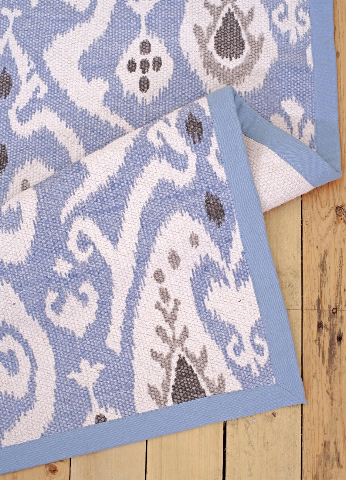 Printed Cotton Rug Blue Color Ikat Print 100% Cotton Size - Etsy