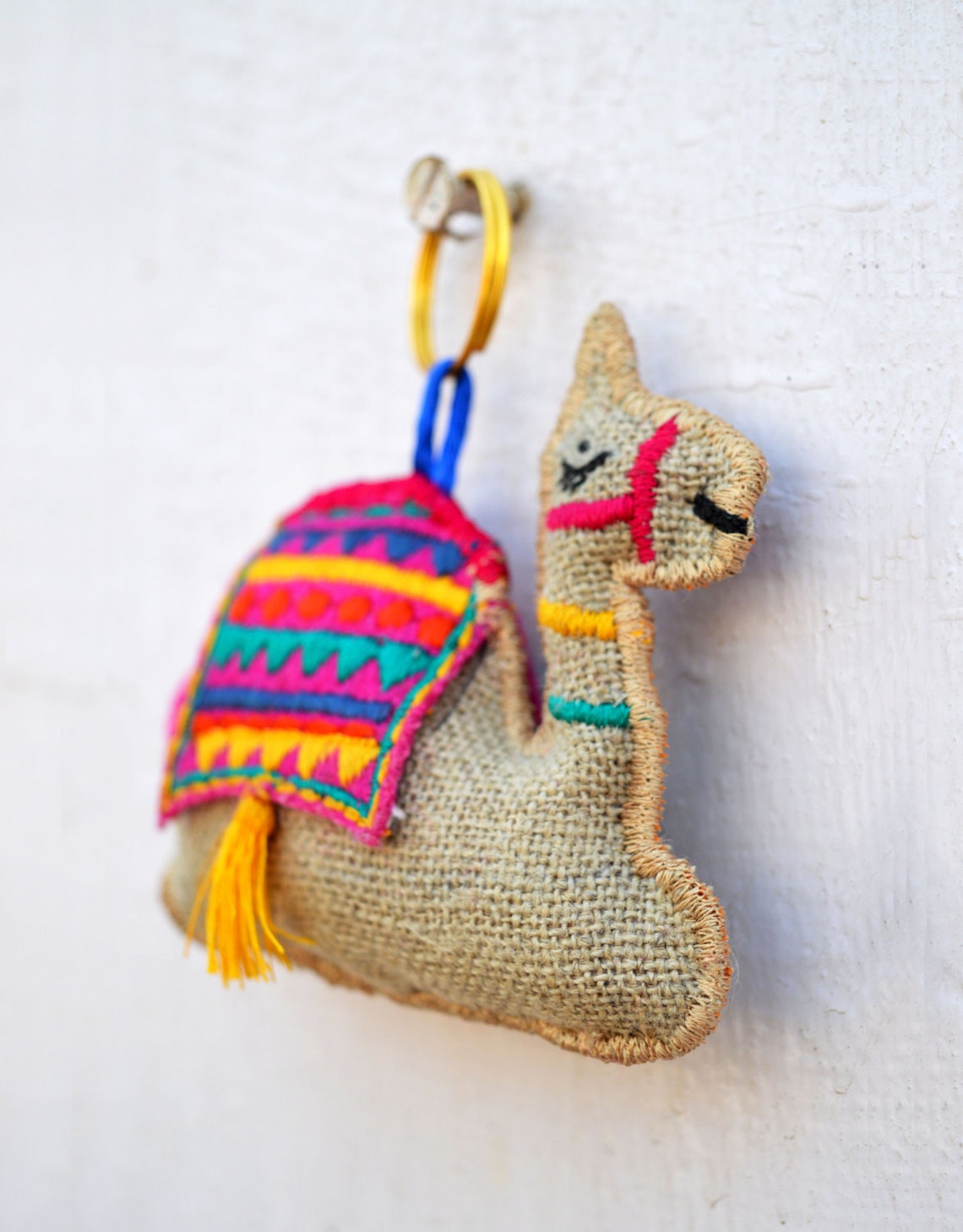 Set of 4 Multicolor Camel Key Ring Tassel Handmade Boho Bag - Etsy