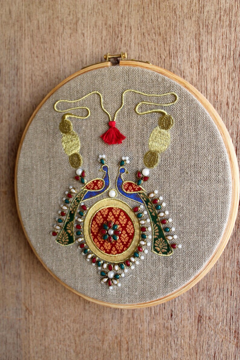 Buy Hoop Art Indian Jewellery Machine Embroidery Linen With Online in ...