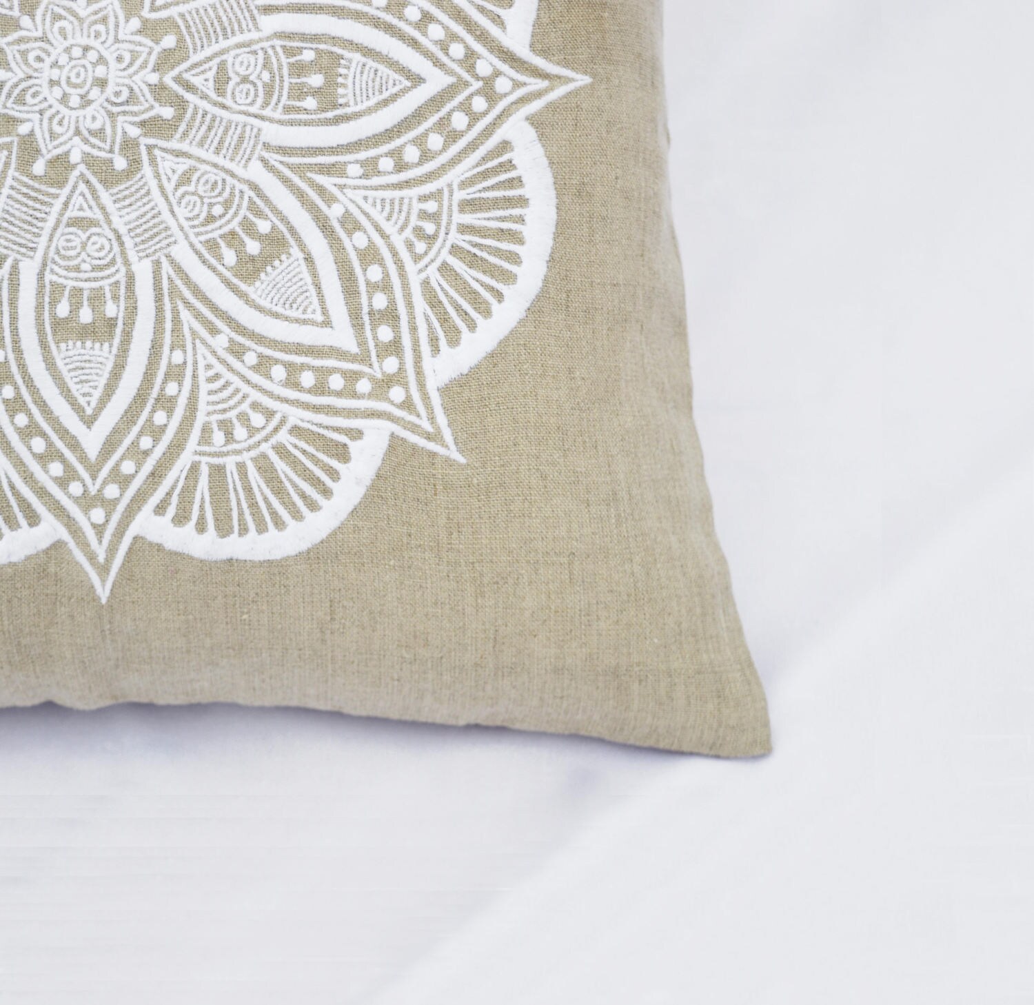 Mandala Linen Pillow Cover Embroidered Pillow Case Tribal | Etsy
