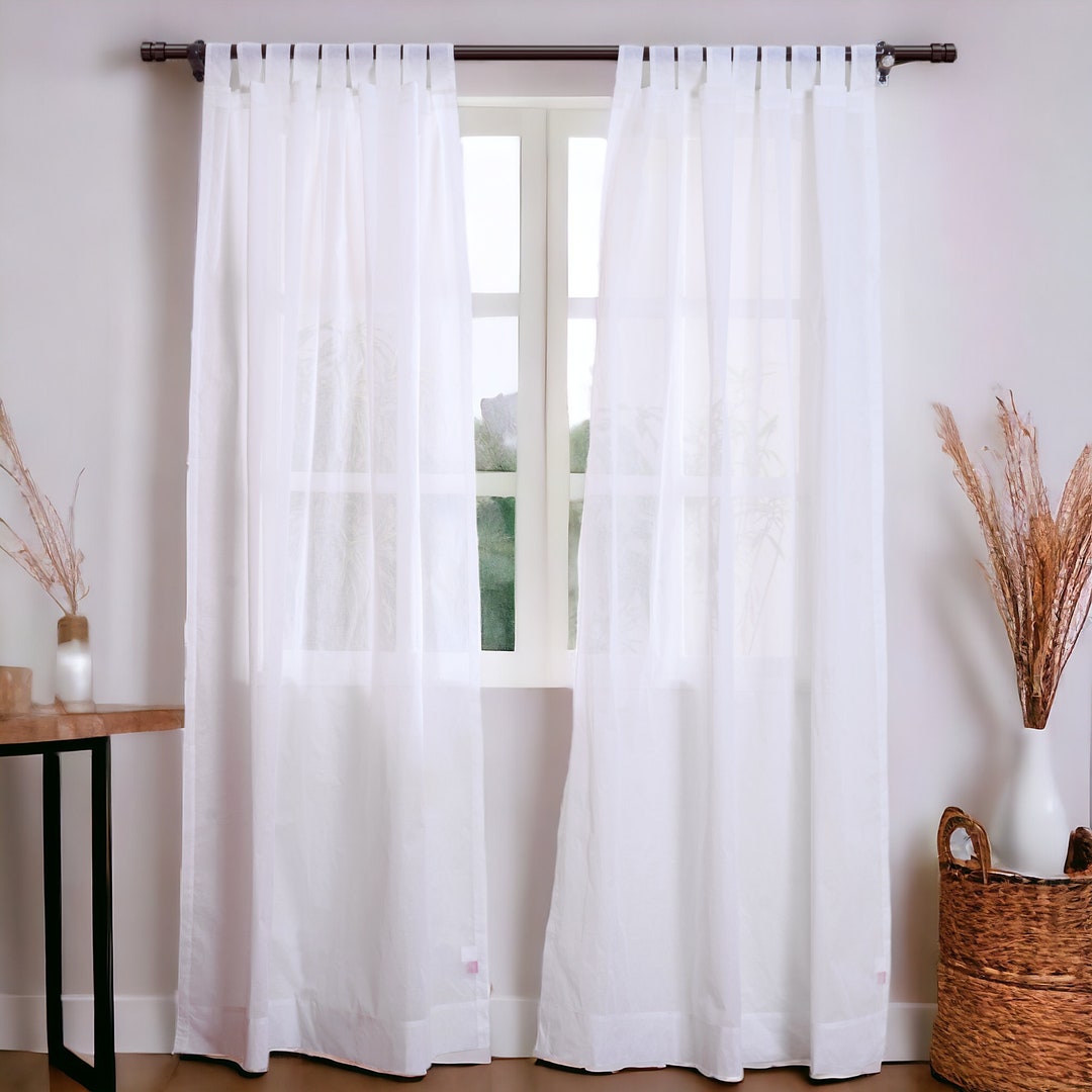 Curtain, White Sheer Cotton Organdy, Window Panel, Home Decor, Sizes ...