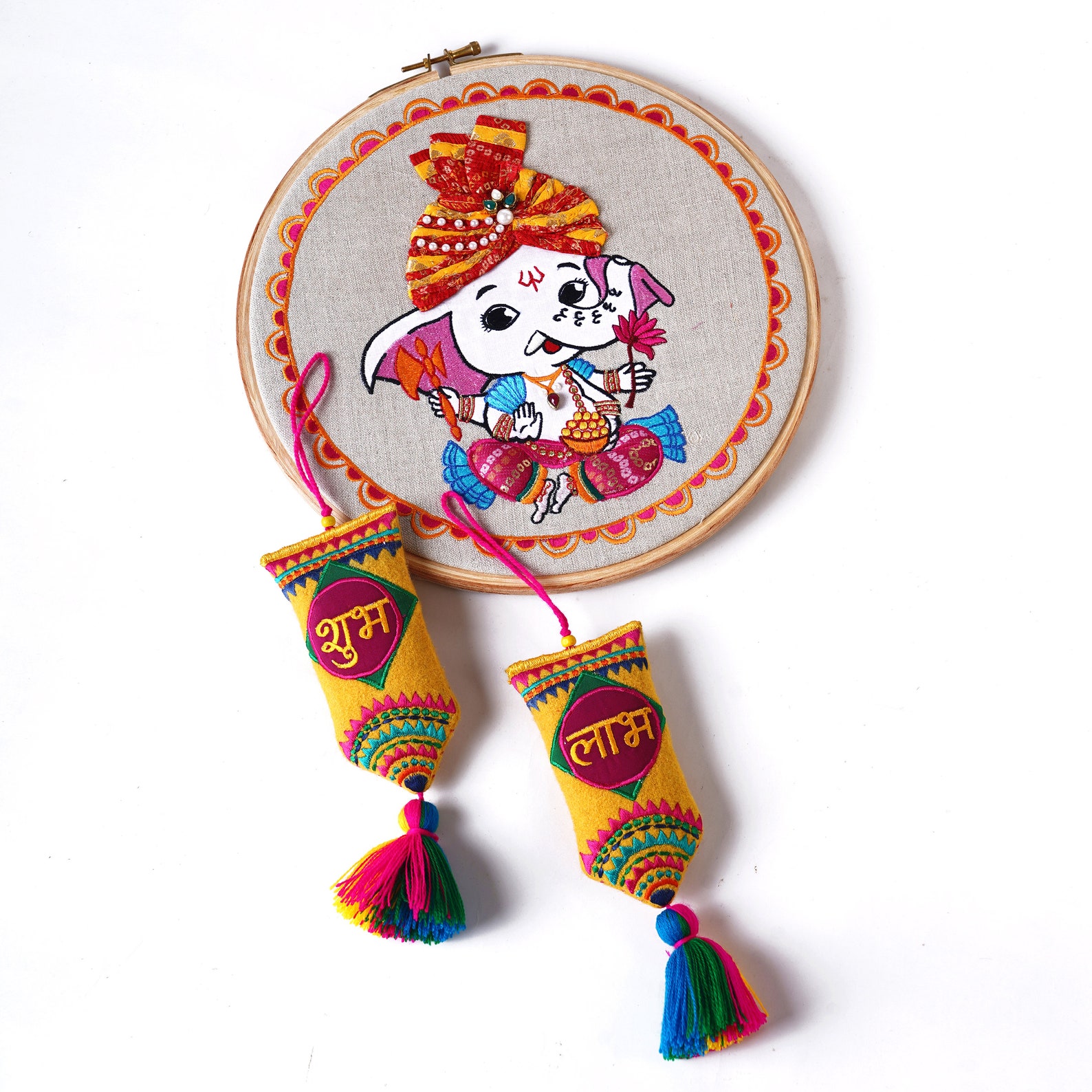 DIWALI Gift Pack Ganesha Hoop Wall Art With Pair of | Etsy