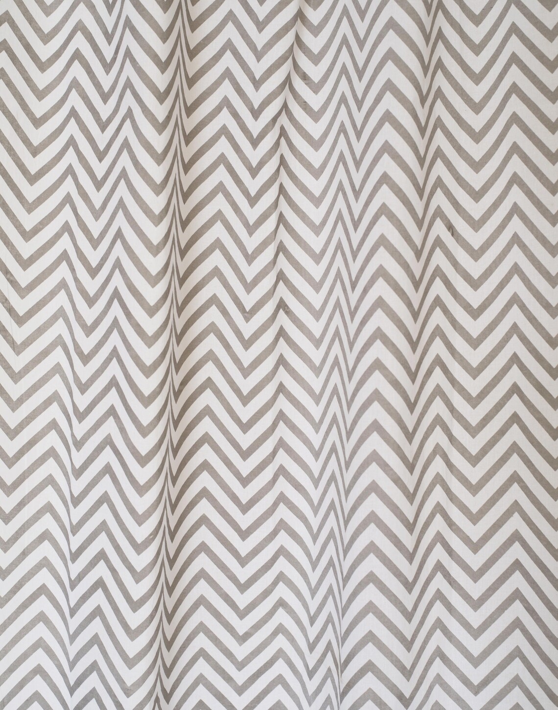 Grey Chevron Curtain Panel Cotton Voile Printed Curtain | Etsy