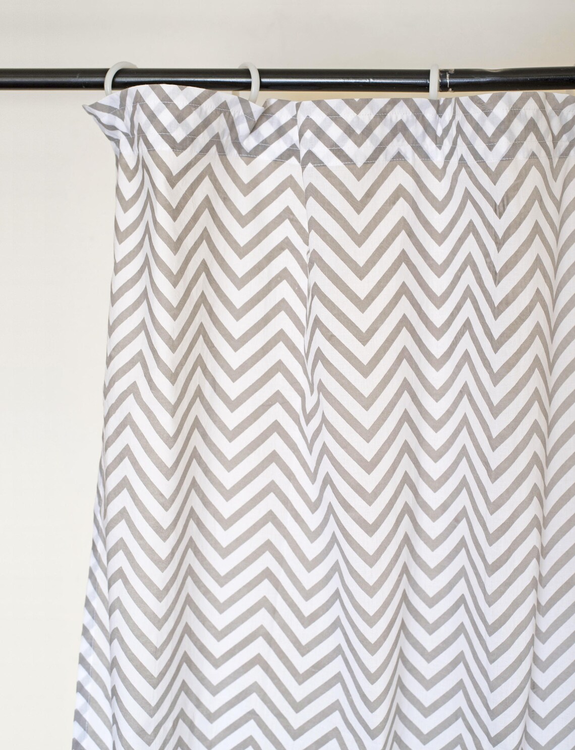 Grey Chevron Curtain Panel Cotton Voile Printed Curtain | Etsy