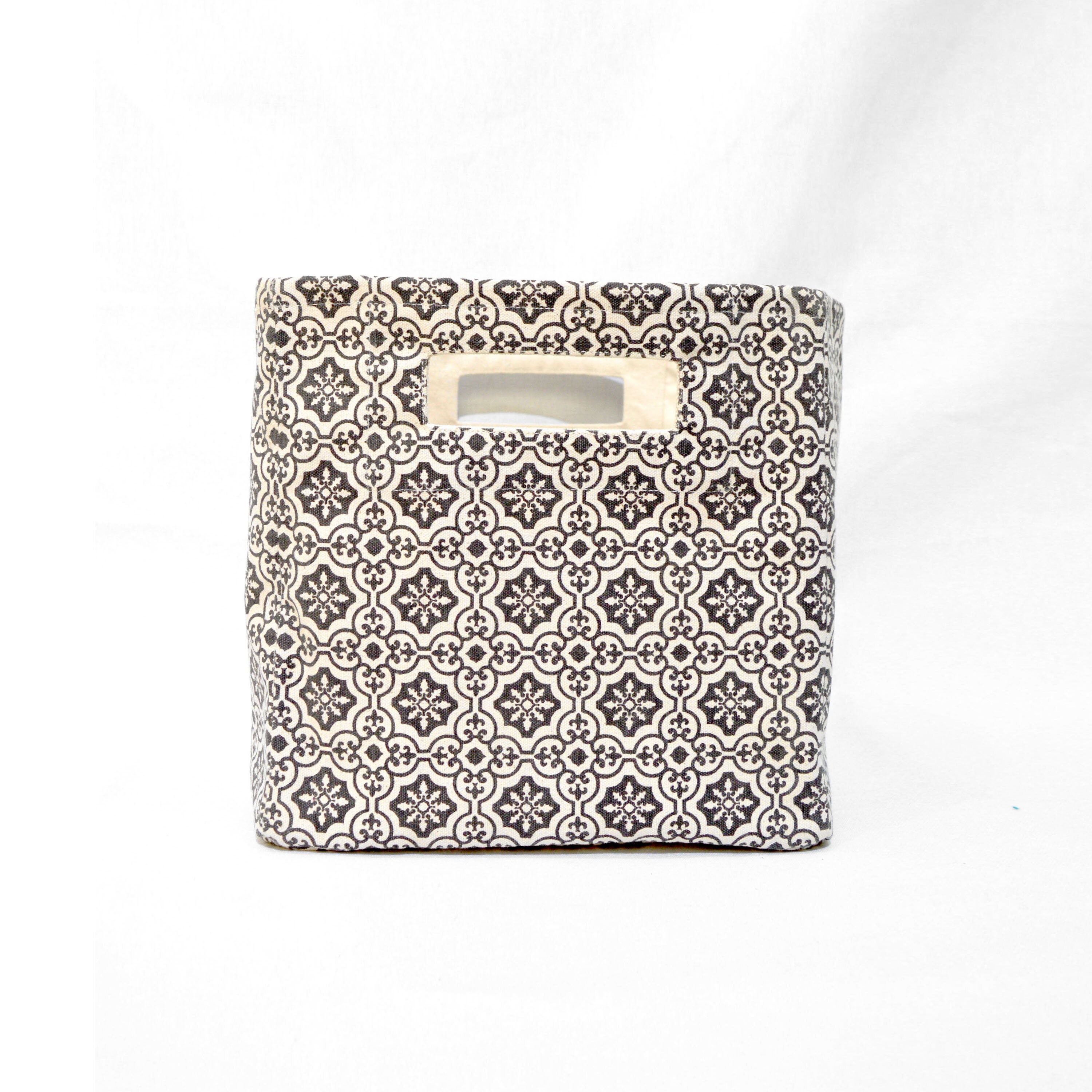 SMALL Square Storage Basket Tile Print Black and White - Etsy