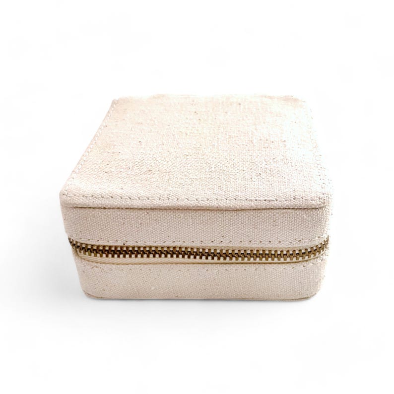 Natural Canvas Travel Box, Square Jewelry Box, Cosmetic Organizer - Etsy