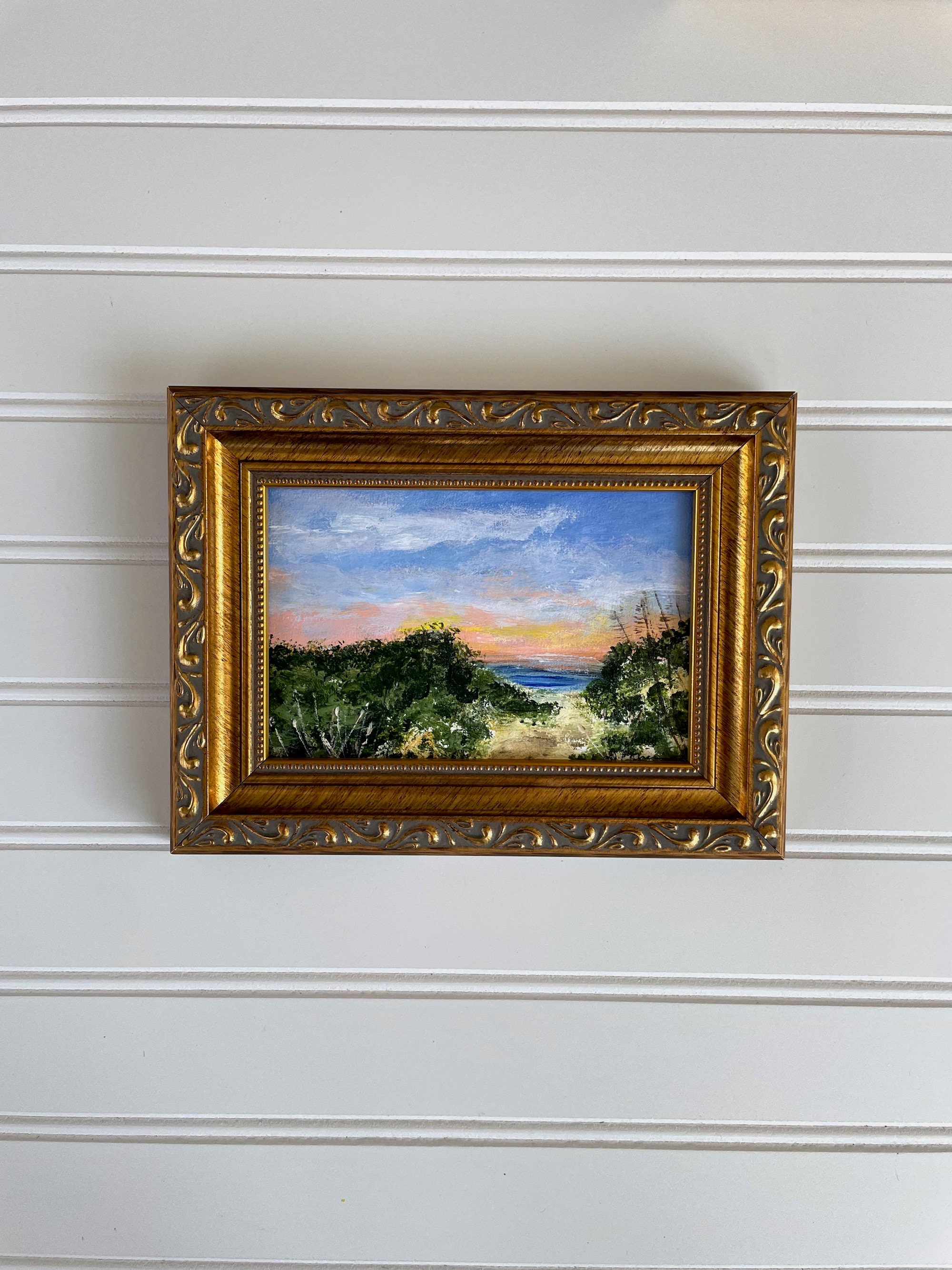 Small Beach Landscape Art 4x6 Framed Painting Small - Etsy