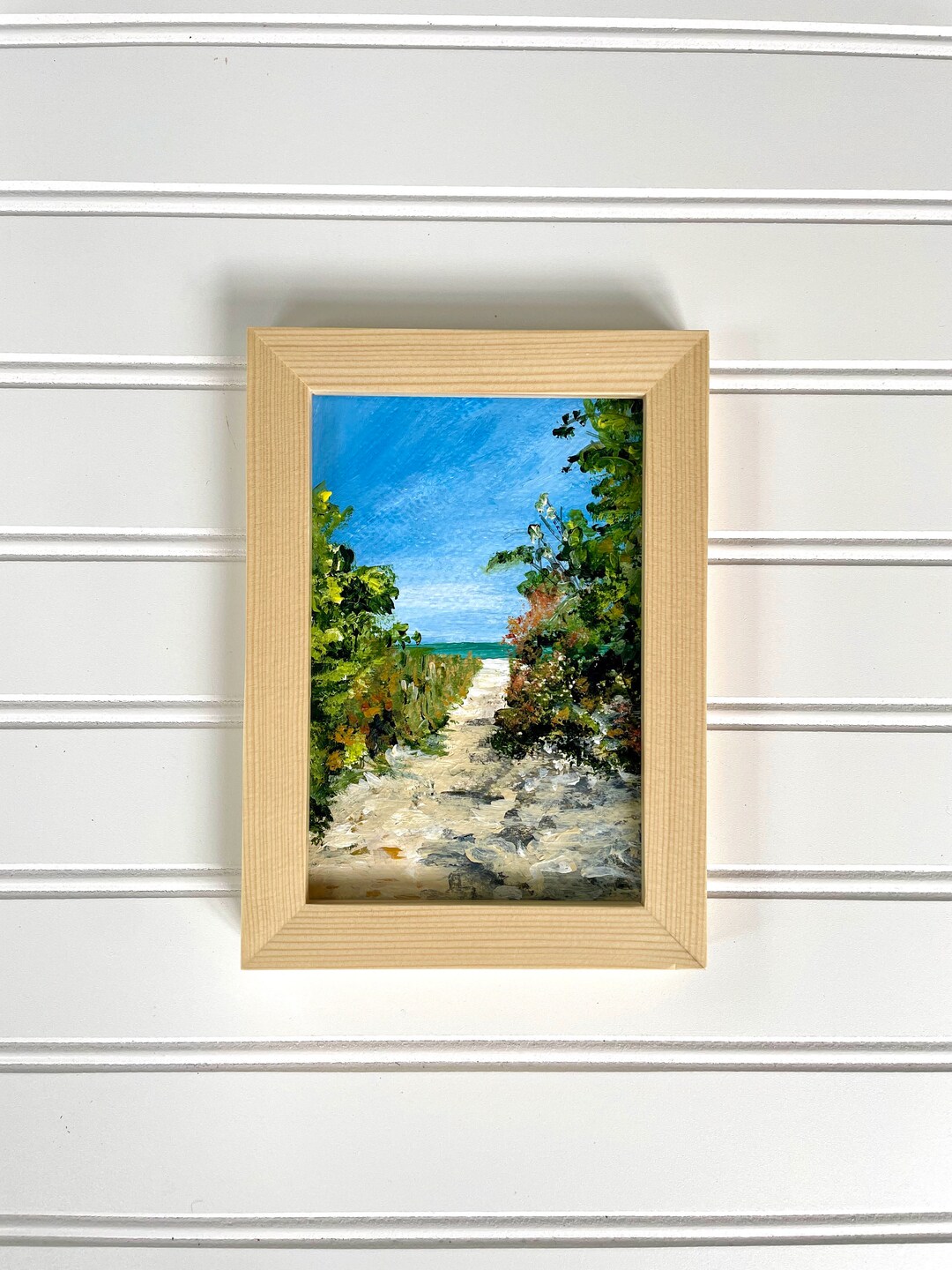 Beach Landscape Original Art | 4x6 Framed Painting | Small Painting for ...