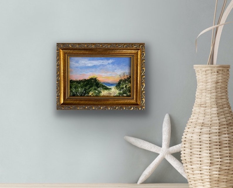 Small Beach Landscape Art 4x6 Framed Painting Small - Etsy