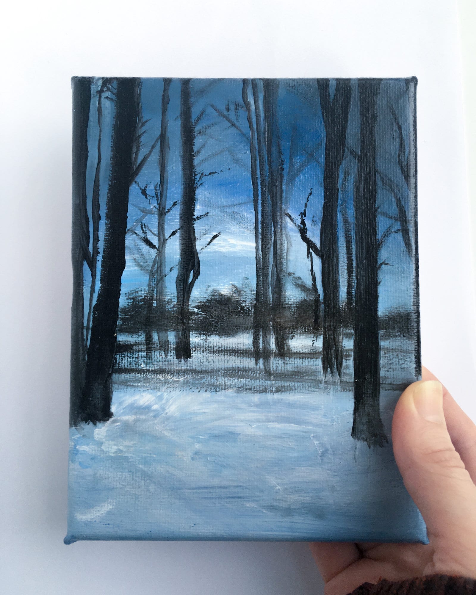 Acrylic Painting on Canvas Snow Scene Winter Painting - Etsy UK