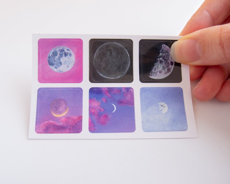 Moon Sticker Sheet Mini Sticker Sheet Moon Phases - Etsy