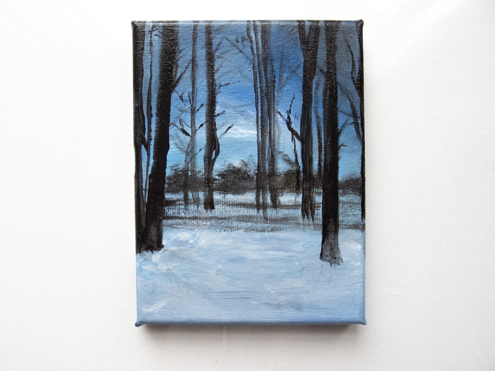 Acrylic Painting on Canvas Snow Scene Winter Painting - Etsy UK
